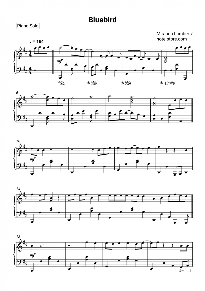 Miranda Lambert - Bluebird notas para el fortepiano descargar para los ...
